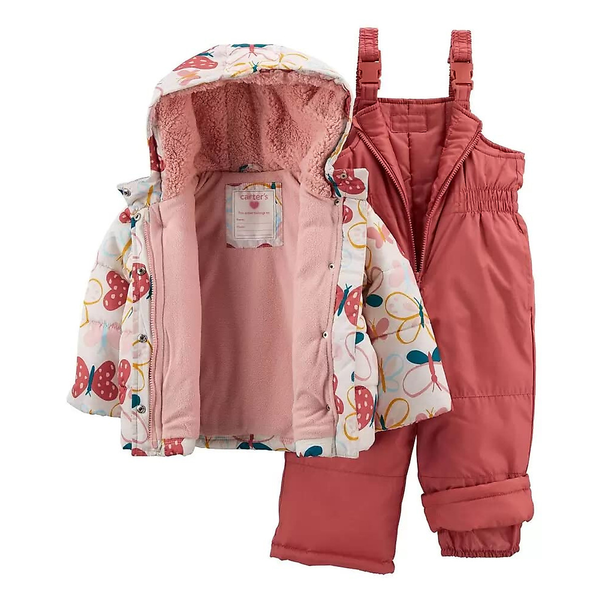Carter's Baby Girls' 12-24 Months Heavyweight 2-Piece Skisuit Snowsuit (24 Months, Coral)