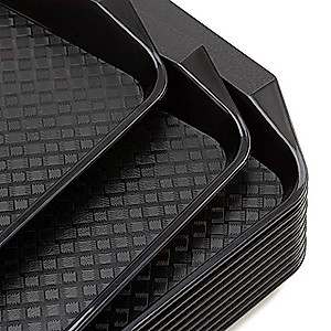 Eslite Plastic Fast Food Serving Tray,16.95 by 11.82-Inch,Set of 12 (Black)