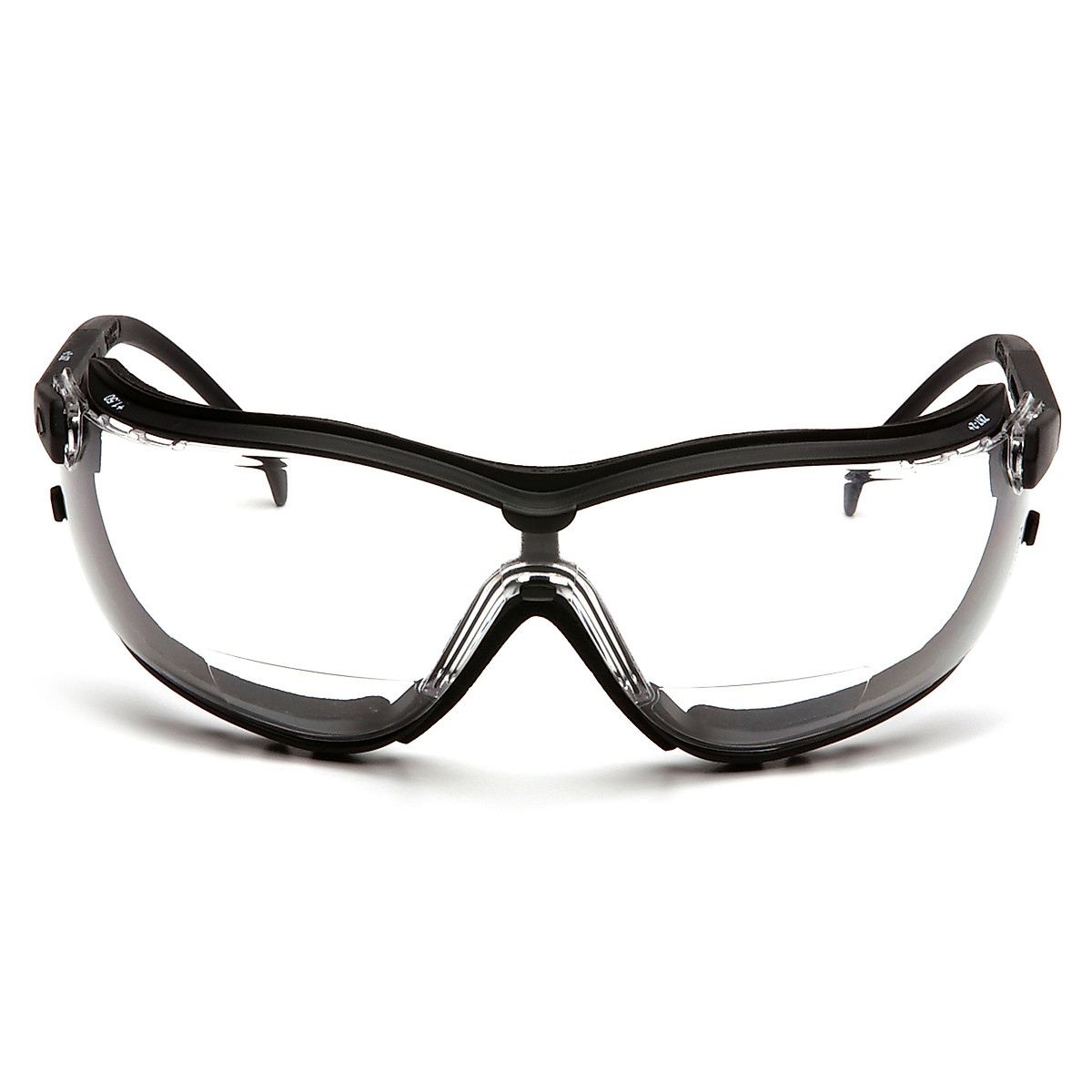 Pyramex Safety V2G Readers Eyewear, Black Strap/Temples, Clear +2.5 Anti-Fog Lens, Black Frame/Clear Anti-fog +2.5 Lens