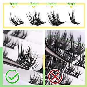 Alice DIY Lash Extensions Clusters Eyelashes L Curl Lash Clusters Cat Eye Individual Lashes Fluffy Wispy DIY Cluster Lashes Extensions False Eyelashes by ALICE Black