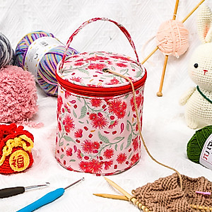 Qukou Yarn Storage Portable Bag, Knitting Bag, Small Size Knitting Projects Organizer for Yarns, Zipper Storage Bag（Taraxacum mongolicum）