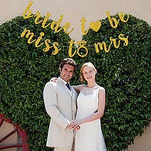 INNORU Bride to Be Miss to Mrs Banner, Bridal Shower Party Garland Bunting Bachelorette Party Decorations Supplies, Wedding Engagment Banner Gold Glitter