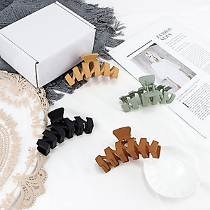 SuPoo Large Matte Claw Hair Clips for Thick Hair - 4.7" Jumbo Jaw Clamps With Strong Hold, Cute Big Hair Accessories for Women