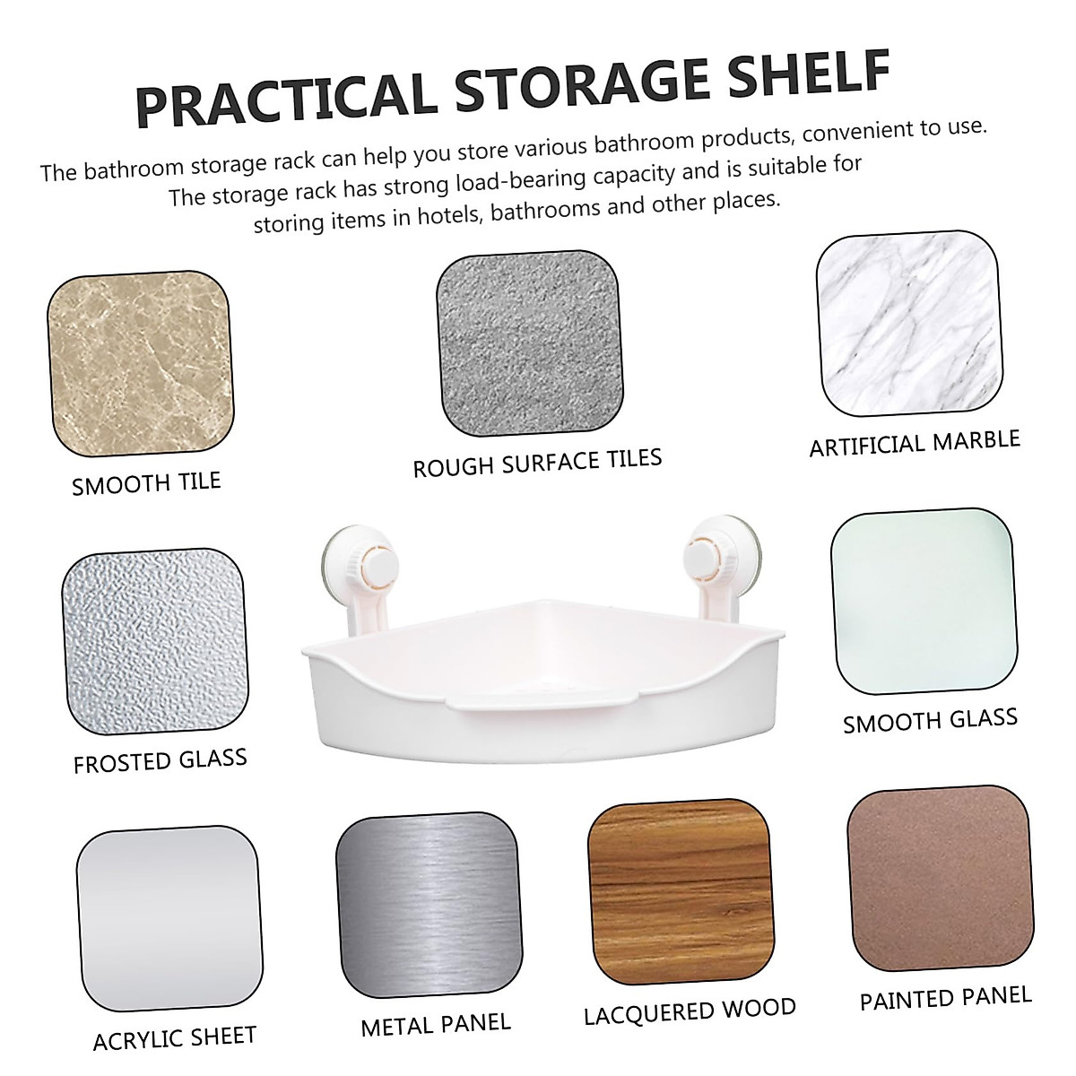 Amosfun 1 Set Storage Stand Suction Toilet Storage Rack Punch- Toiletries Holder Bathing Shelf Metal Storage Shelf Bathroom Shower Corner Shelf White Plastic Sucker Tripod