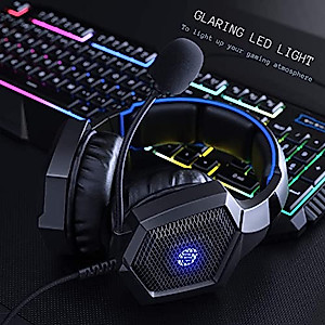 HP USB Gaming Headset PC Over Ear Headphones 7.1 Surround Sound with Mic for PC/Mac/Laptop Gamer Headset with Noise Cancelling Mic Comfortable Design and LED Lights