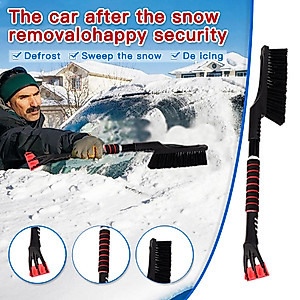 Snow Brush for Car,Snow Shovel Winter Telescopic,Auto Parts Multifunctional Snow Shovel Long Pole Deicing and Sweeping Tool (Black)