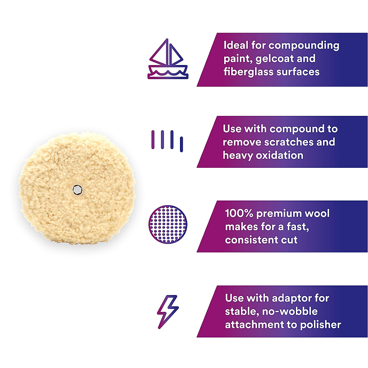 3M Perfect-It Wool Compounding Pad, 05753, 9 in, Fast Cutting, Polishing Pad for Automotives