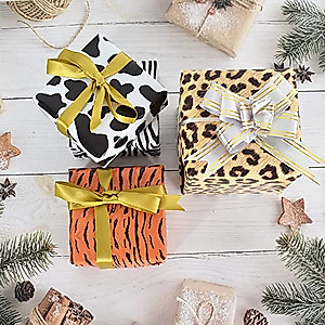 BEISHIDA 6 Styles Wrapping Paper Set-Straw ropes&Stickers&Double-Sided Tape& Bow-Gift Wrap Paper for Christmas, Birthdays, Party, DIY Decorations 6 Sheets Folded 20x28 Inches