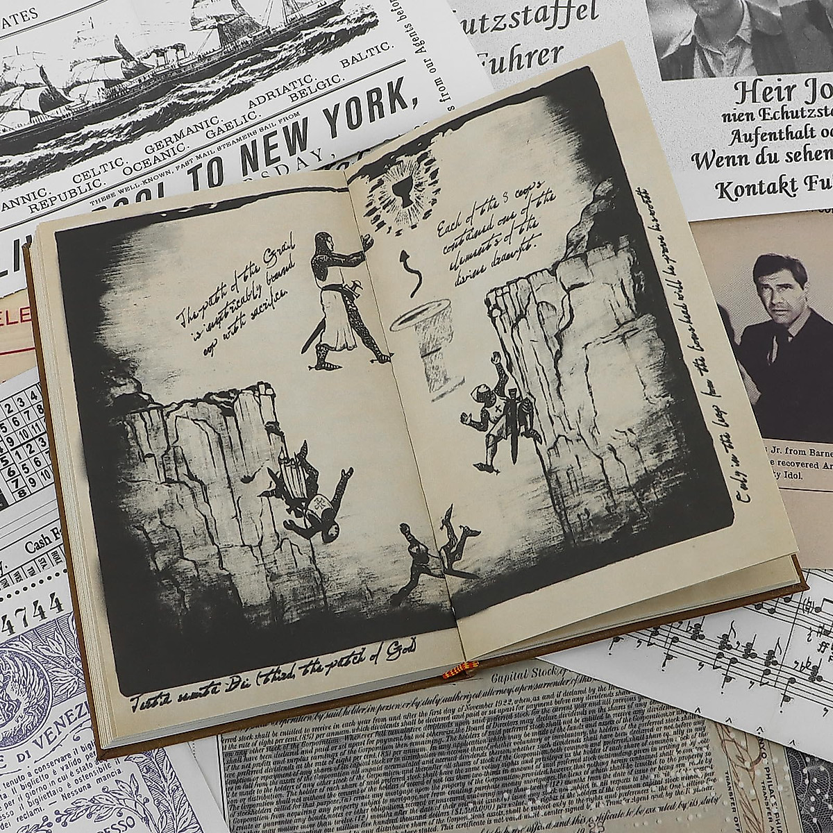 Litdevil Grail Diary Indiana Journal, Indiana Grail Diary, Indiana Grail Diary Props Toys, Vintage Leather Journal Classic Movie Prop Gifts