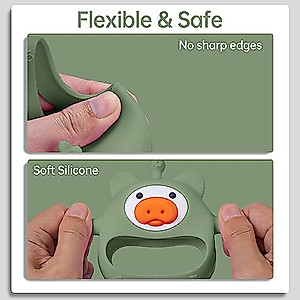 ZKHW Pig Baby Teething Toys for Babies 0-6 Months, Never Drop Silicone Baby Mitten Teether Toy for Infants 6-12 Months, BPA Free Baby Chew Toys for Sucking Needs,Green