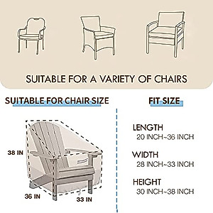 YEFU Patio Chair Cover–Adirondack, Thickened 600D, New Knitting Process, Waterproof Clearance, Outdoor Patio Furniture Covers, Not Easy to Crack/Tear, for Lawn, Deck, Outdoor Seating