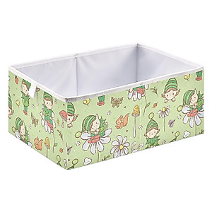 Emelivor Elf Rectangle Storage Bins Fabric Storage Cube Foldable Organizer Bins Storage Baskets for Shelves Storage Box for Home Closet Bedroom Drawers Home Decor,16 x 11inch