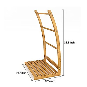 3 Tier Bamboo Towel Rack Stand Free Standing Blanket Rack with Bottom Storage Shelf for Bathroom Living Room 33.3x19.7x12.5 Inch
