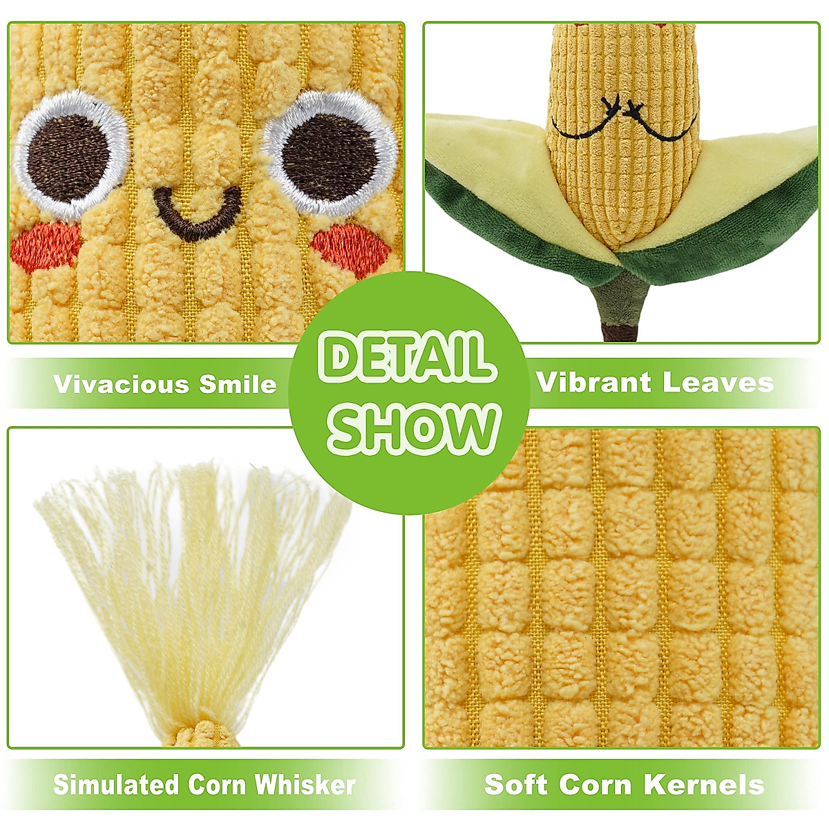 Nleio Vegetables Food Plush Toys, 4-Piece Cute Plush Stuffed Toy with Carrot/Broccoli/Corn/Eggplant, Pretend Food Plush Toy, Early-Learning Skills, Cute Plush Toys for Kids Ages 0+