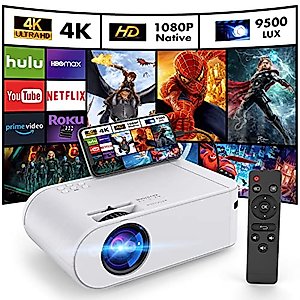 Mini Projector, CINOP Video Projector Native 1080P Projector 4K HD Movie Portable Projector 9500L Home TV Projector LED Outdoor Projector Compatible with iPhone TV Stick Laptop HDMI USB VGA AV