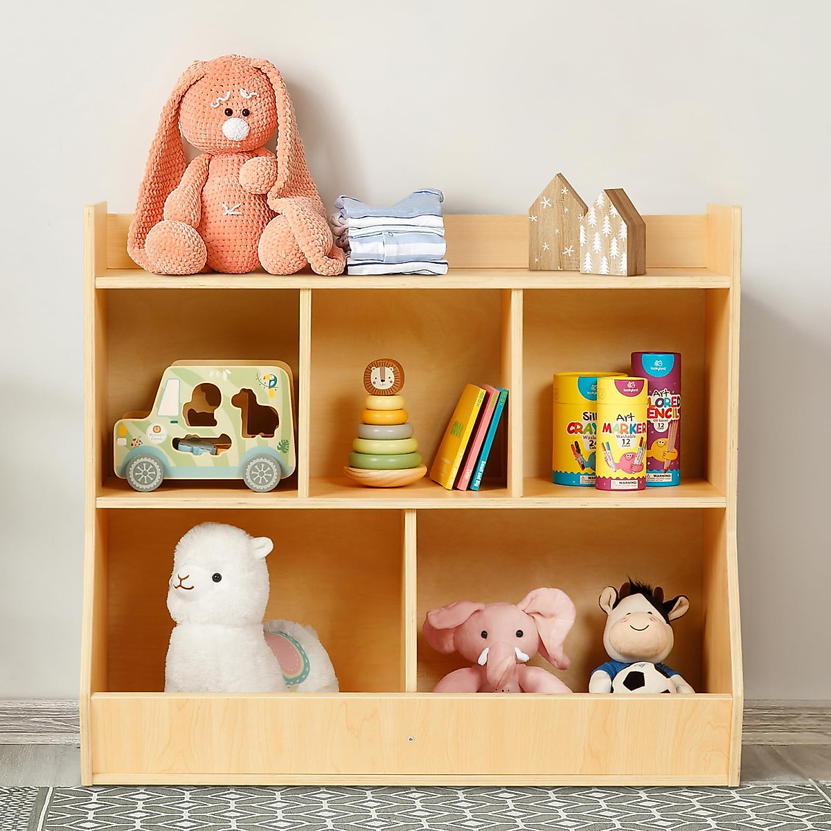 OOOK 2 in 1 Kids Bookshelf and Montessori Toy Shelf, Nursery Book Shelves for Organizing Books and Toys, Nice Book Shelf for Kids Rooms, Playroom, Kindergarten, School