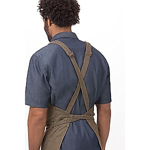 Chef Works Unisex Uptown Cross-Back Bib Apron, Blue Taupe, One Size