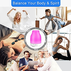 Essential Oil Diffuser, Dukya Aromatherapy Diffuser Cool Mist Humidifier with 8 Colors Lights 2 Mist Mode Waterless Auto Off for Home Office Room, 100Ml, White