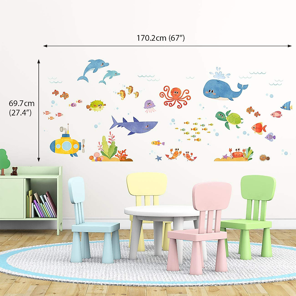 DECOWALL DS8-1611 Sea Adventure Kids Wall Stickers Wall Decals Peel and Stick Removable Wall Stickers for Kids Nursery Bedroom Living Room d?cor