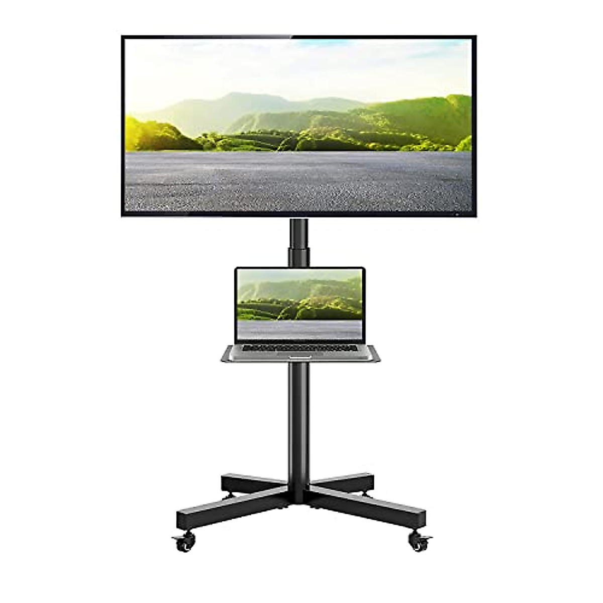 Mobile TV Stand on Wheels for 23-60" LCD LED Flat/Curved Panel Screen TVs, Adjustable Shelves Reclining TV Cart Max VESA 400x400 Portable TV Stand with Tray Rolling Floor TV Stand