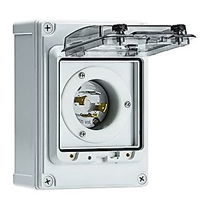 30 Amp Power Inlet Box, Briidea NEMA 3R Generator Inlet Box, NEMA L14-30P, 125/250 Volt, 7500 Watts Generator Transfer Switch, Weatherproof for Outdoor Use, ABS, Gray