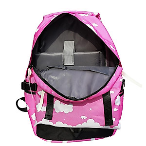 INNTURT Canvas Pink Cute Stars Cloud Backpack BookBag Laptop Backpack Travel Bag Rucksack Satchel Bag Kawaii Bag