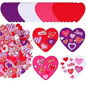 24 Pieces Valentines Felt Hearts DIY Crafts Heart Shape Craft Felt Heart Laser Cutout 300 Pieces Assorted Adhesive Felt Hearts Stickers for Valentine's Day Mother's Day Anniversary Holiday Decorations