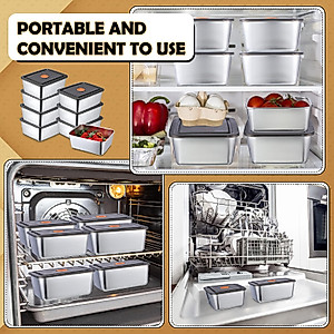 Layhit 10 Set 304 Stainless Steel Food Containers with Lids 20 oz Metal Marinating Snack Containers Box for Lunch, Leftovers, Dishwasher & Freezer Safe