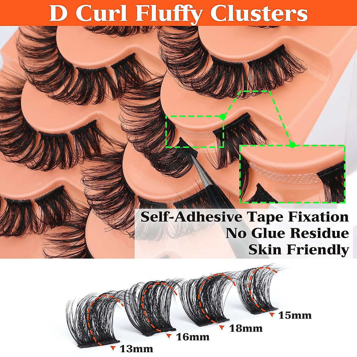 Lash Clusters False Eyelashes 18mm 5D Fluffy Faux Mink Lashes Extensions 56 Pcs DIY Wispy Volume Individual Lashes by TOOCHUNAG