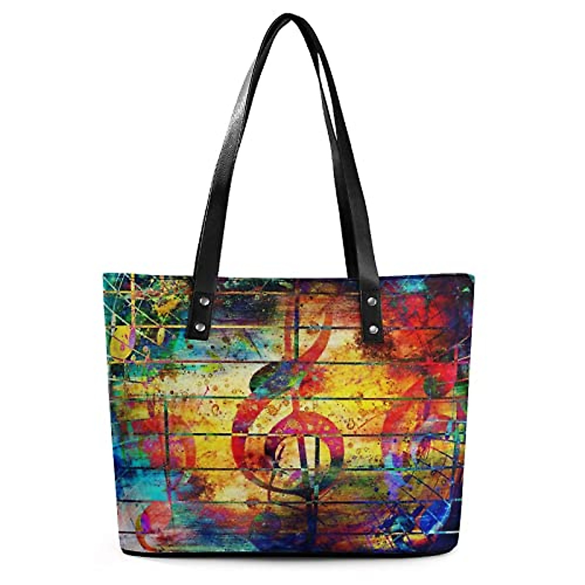 Womens Handbag Music Notes Leather Tote Bag Top Handle Satchel Bags For Lady
