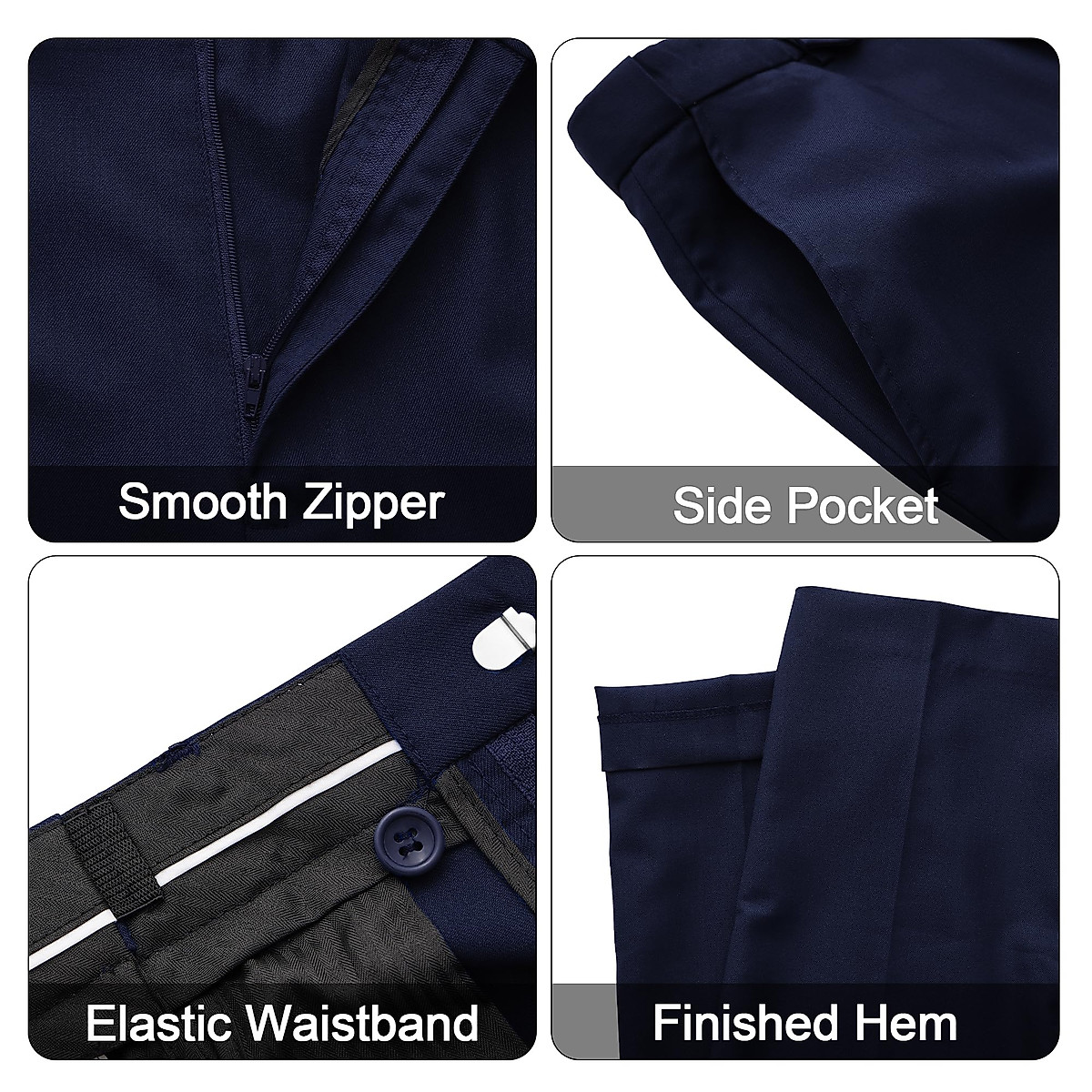 MAGE MALE Mens 3 Piece Suits Slim Fit Tuxedo Suit Set Soild Prom Wedding Suits One Button Blazer Vest Pants Set with Bow Tie Navy Blue