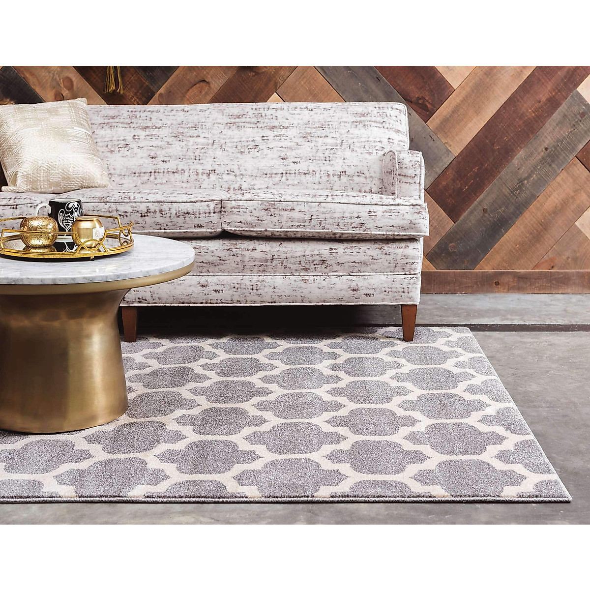 Unique Loom Trellis Collection Area Rug - Philadelphia (4' 1" x 6' 1" Rectangle Dark Gray/Beige)