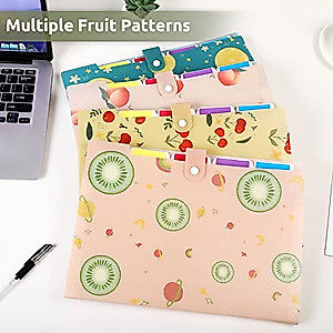 Zuozee Fruit Style Expanding File Folder, 5 Pocket Accordion File Organizer with 8 Labels, Cute Letter Folder Organizer for Documents, Portable & Expandable Folders for School Office, Lemon