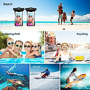 Waterproof Phone Pouch, Floating IPX8 Waterproof Cellphone Case Underwater Dry Bag for iPhone 14 Pro Max Mini 13 12 11 SE XS XR 8 Galaxy up to 6.9", for Beach/Diving/Surfing/Skiing (2 Pack)