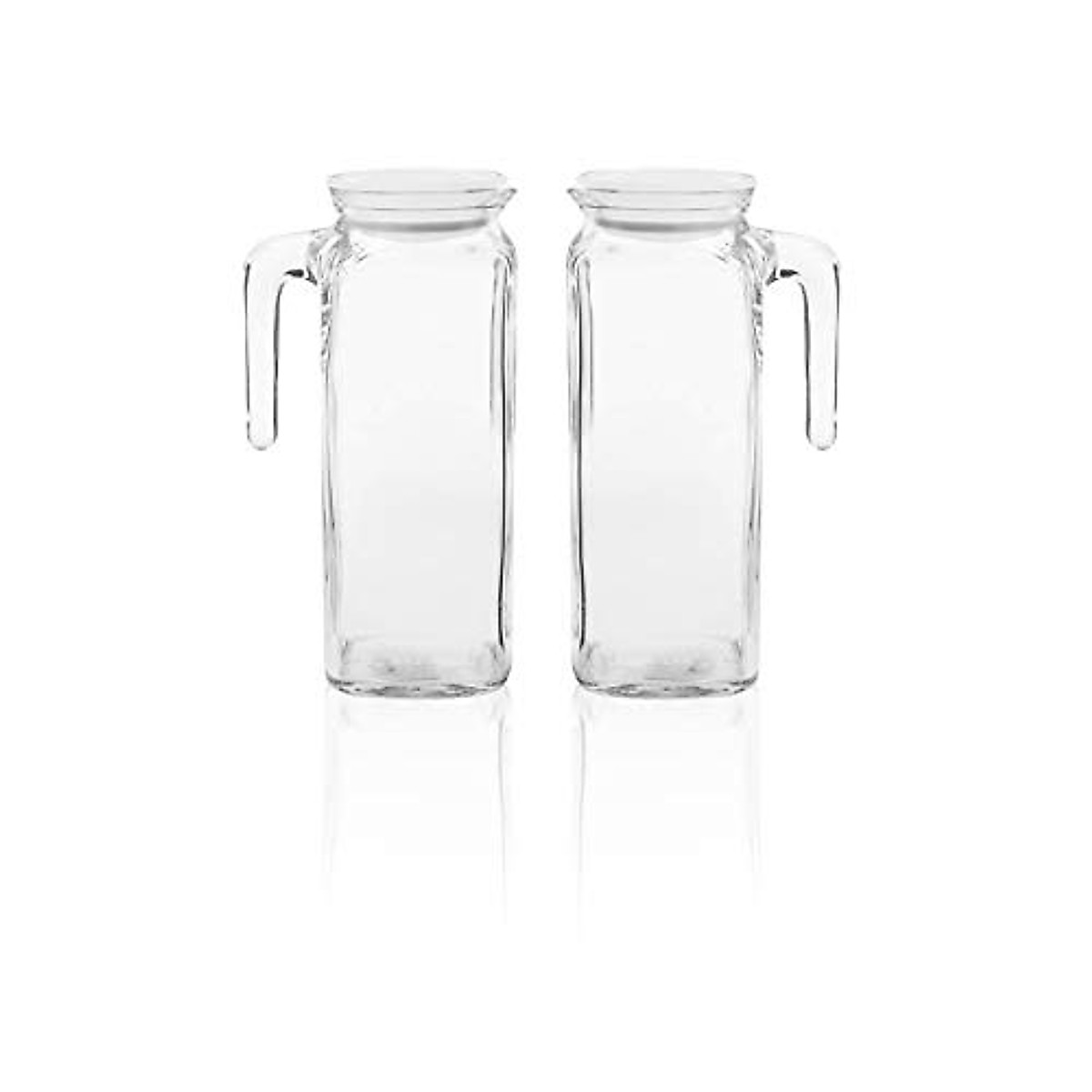 Bormioli Rocco Frigoverre Jug With Airtight Lids Set of 2 Glass Pitchers With Hermetic Sealing, Easy Pour Spout with Handle –For Water, Juice, Iced Coffee & Iced Tea. (39 Ounce = Set of 2)