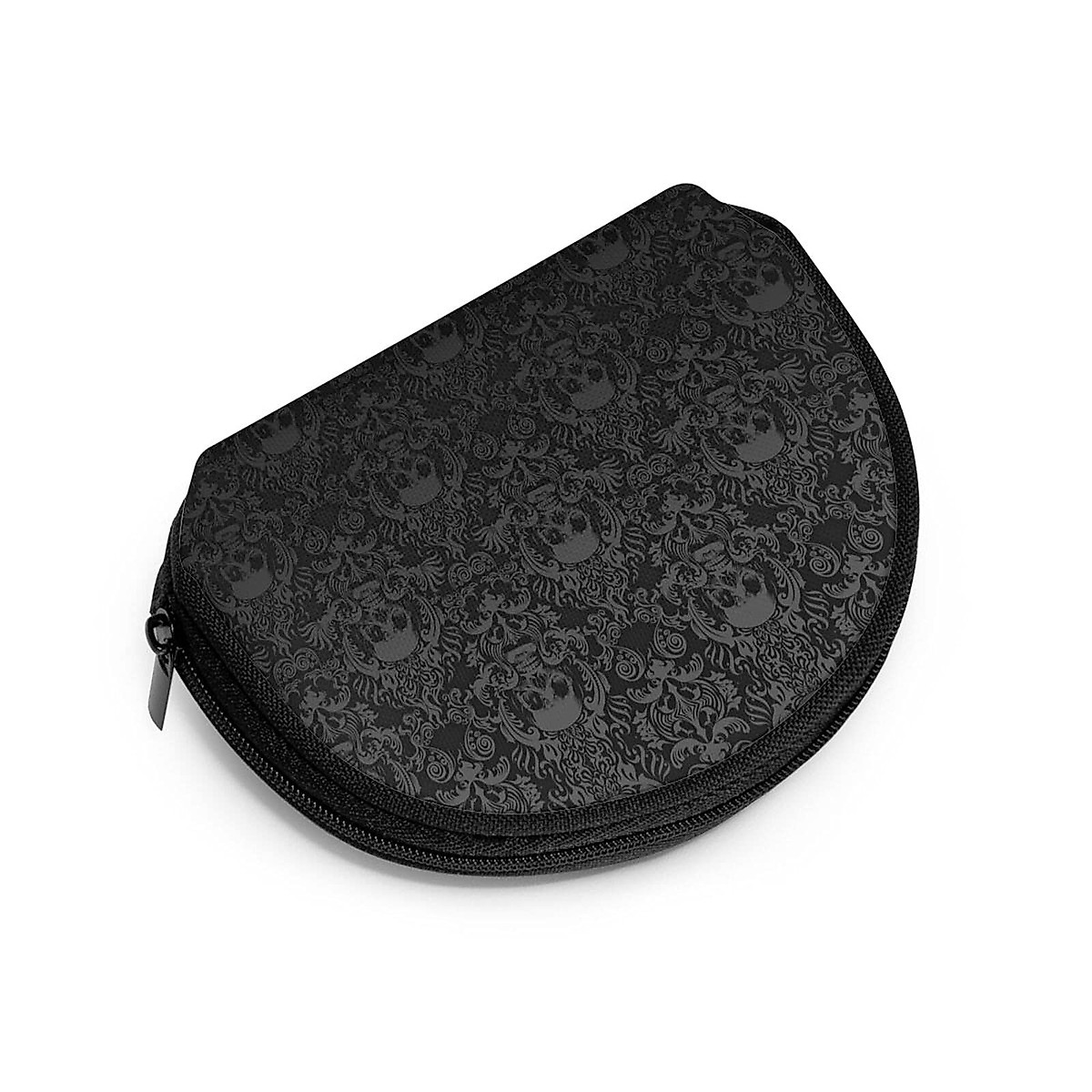 Gothic Skull Cat Canvas Small Coin Purse Pouch Change Wallet Card Holder with Zipper for Women Girls Gift