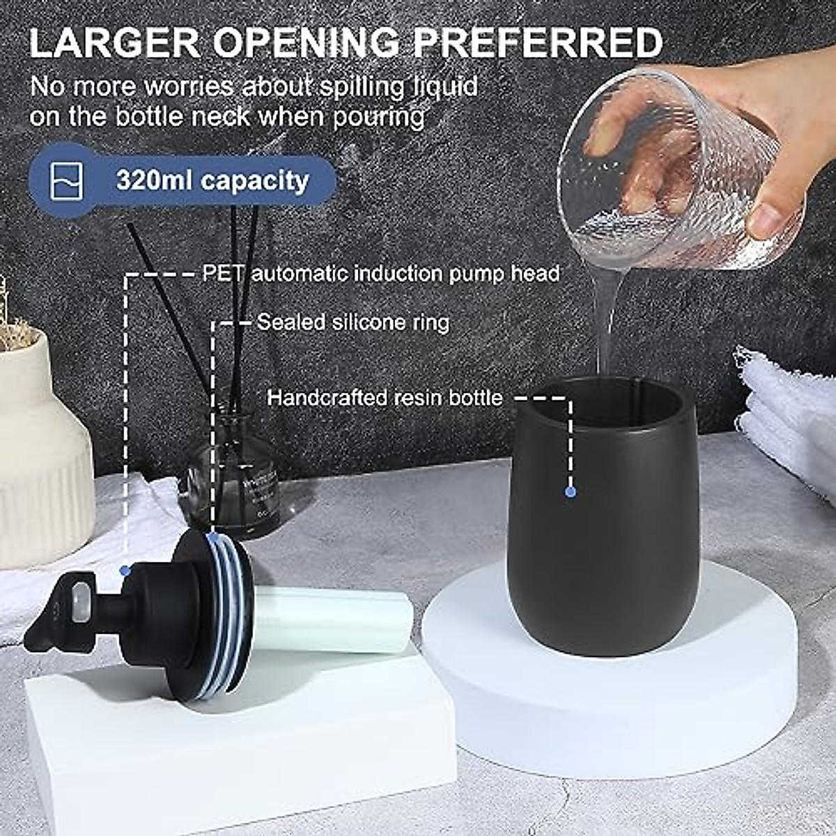 Phneems Automatic Soap Dispenser Foaming Hand Free Foam Rechargeable Touchless Smart Electric Auto Dish for Bathroom, Kitchen, Commercia Grey