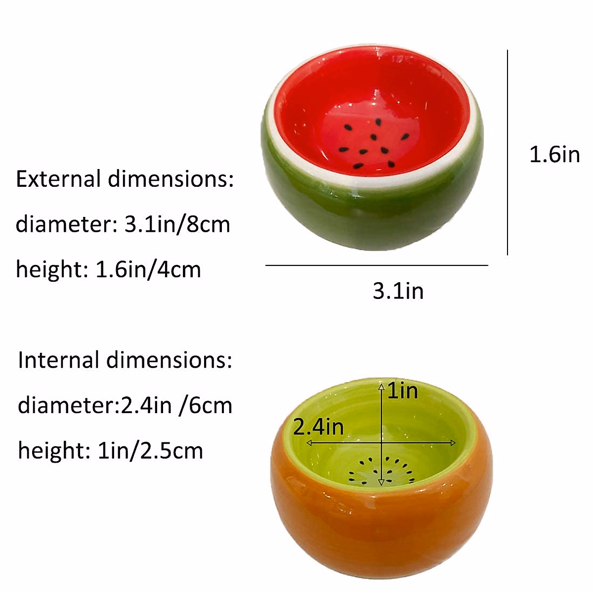 Hamiledyi 2PCS Hamster Bowl,Ceramic Food Water Feeding Dish for Guinea Pigs Gerbil Mouse Rat Chinchilla Hedgehog Sugar Glider