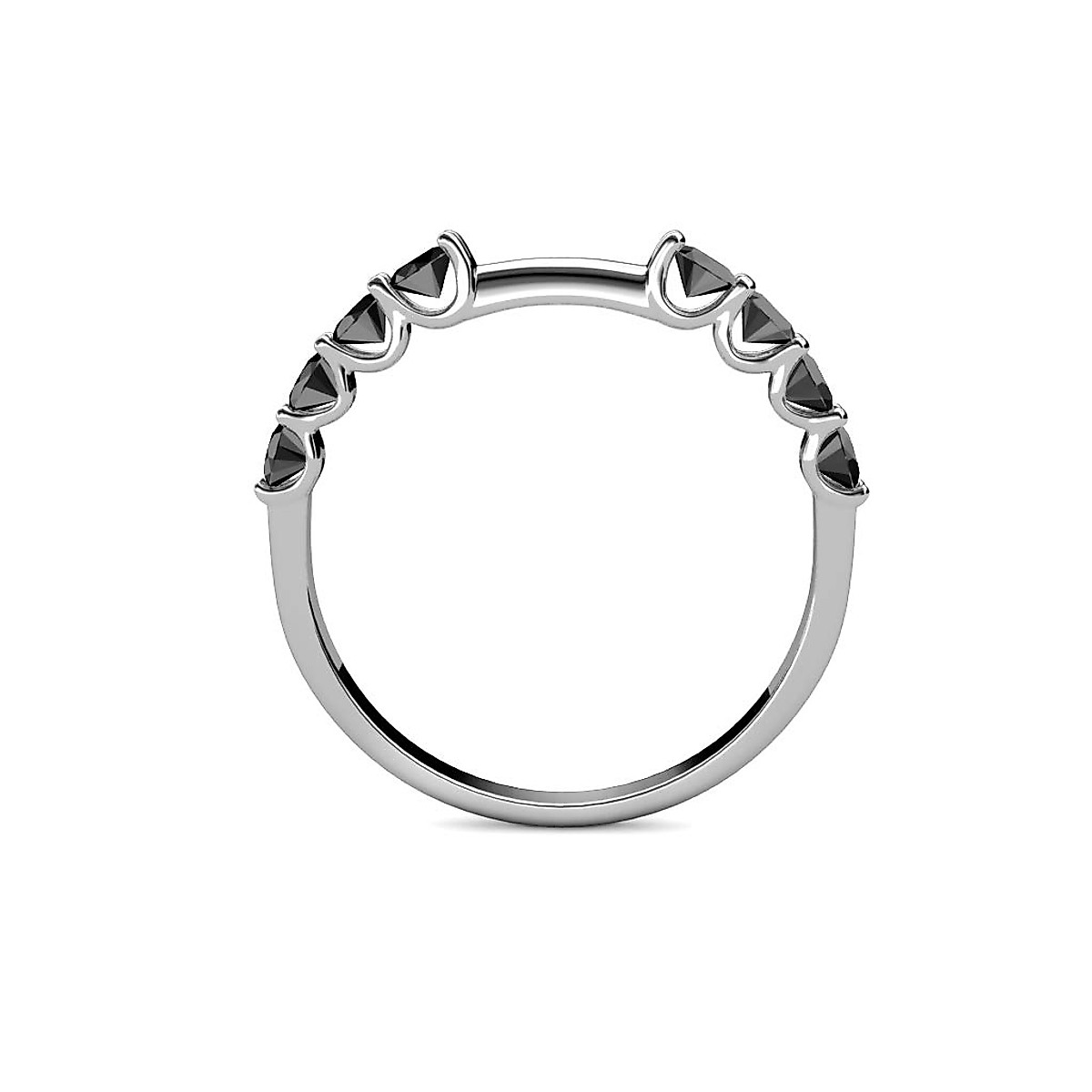 Round Black Diamond 1/2 ctw Women Wedding Band Stackable 14K White Gold-5.0