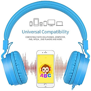 Kids Headphones, Gorsun Lightweight Stereo Wired Children's Headsets for Kids Adults Adjustable Headband Toddler Headset for Smartphones Computer Pad Earphones