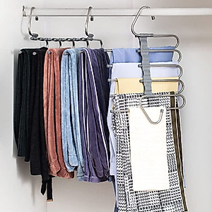 IULJH 5 in 1 Trouser Rack Multifunctional Shelf Closet Storage Storage Rack Stainless Steel Magic Trouser Rack