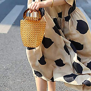 YUSHINY Women Colored Transparent Beaded Acrylic Handbag Handmade Evening Bags for Wedding Party