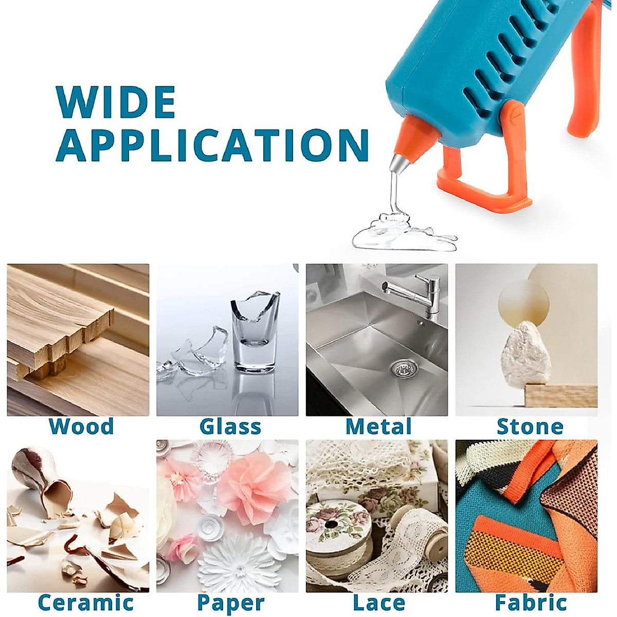 Tilswall Hot Glue Gun 50W with 75 PCS (5.11'' x 0.27") Glue Sticks Heat Up Quickly Mini Melt Gun Electric for Art Crafts School, Sealing, DIY, Home Repairs, Card, Glass, Festival Decor and Gifts