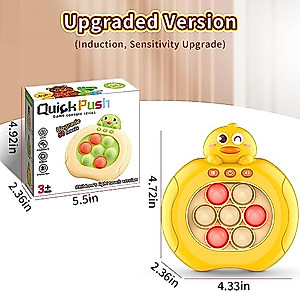 Quick Push Game Console , Electronic Fidget Light-up Sensory Games Travel Handheld Game Bubble Birthday Gifts for Age 5 6 7 8 9 10-12 Year Old Girl Boys (Yellow Duck)