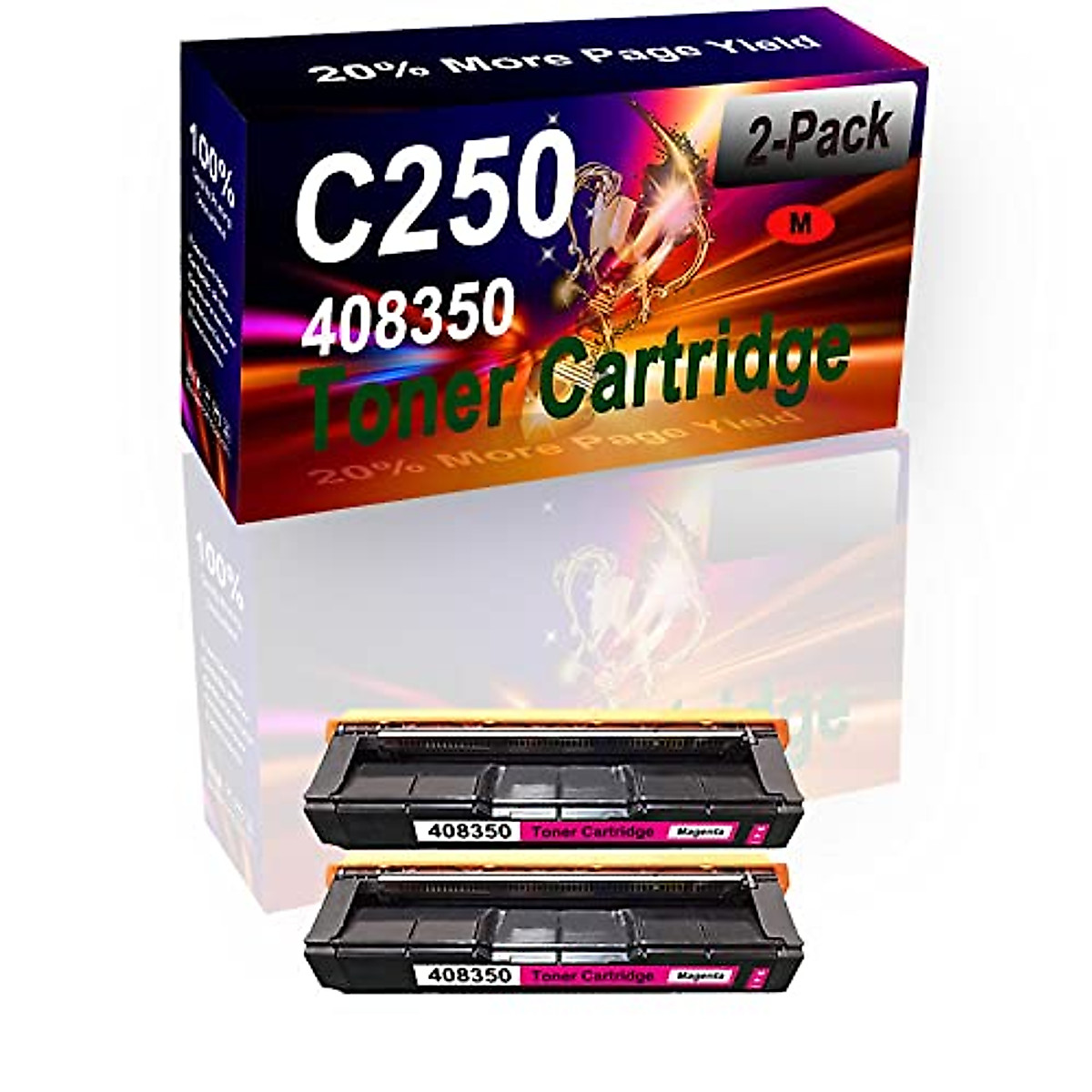 SINIYA 2-Pack (Magenta) Compatible High Yield C250 408350 Printer Toner Cartridge use for Ricoh M C250FWB M C250 Printers