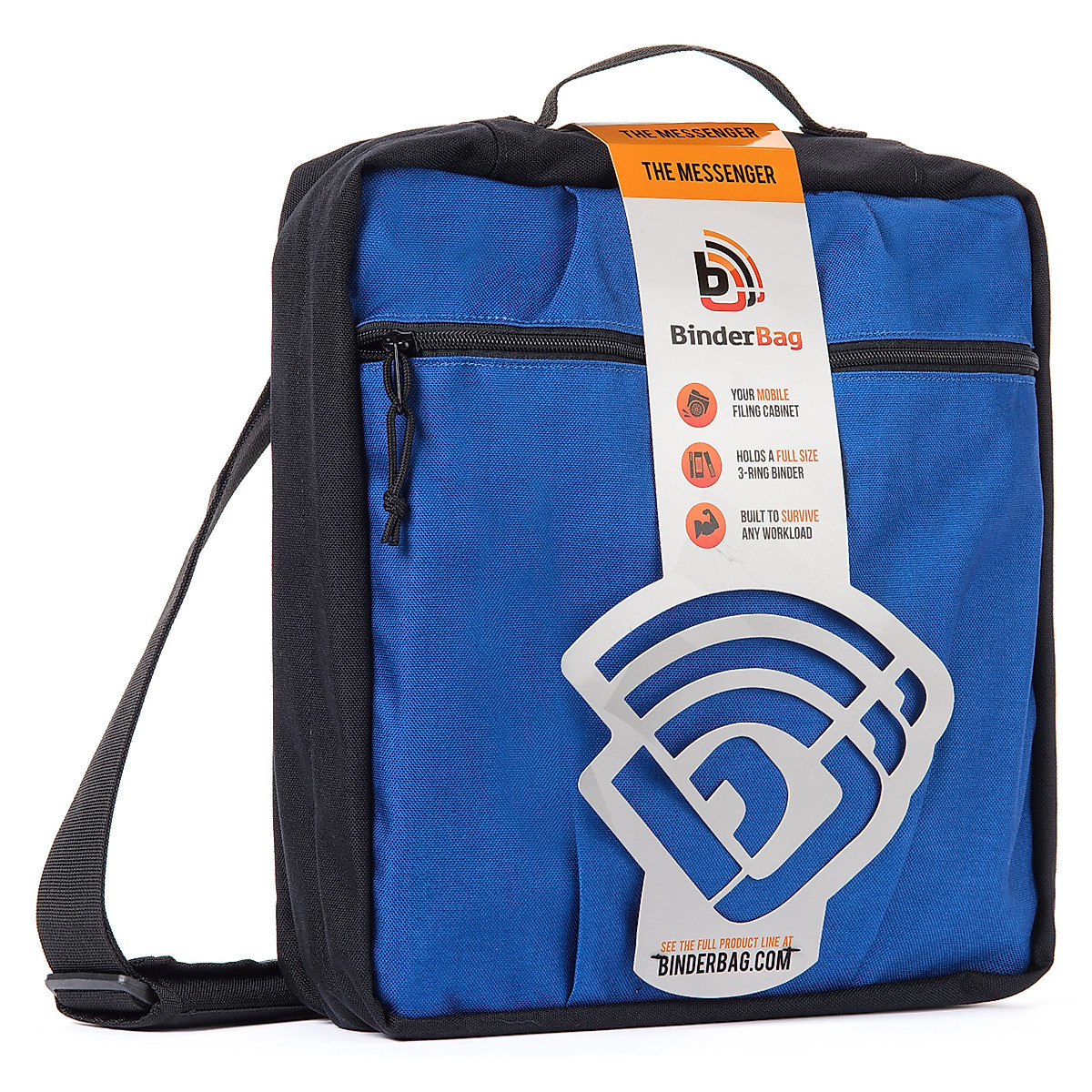 BinderBag Messenger Zippered 3-Ring Binder Bag (Blue)
