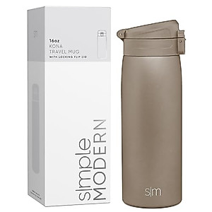 Simple Modern Insulated Thermos Travel Coffee Mug with Snap Flip Lid | Leakproof Reusable Stainless Steel Tumbler Cup | Gifts for Women Men Him Her | Kona Collection | 16oz | Hazelnut