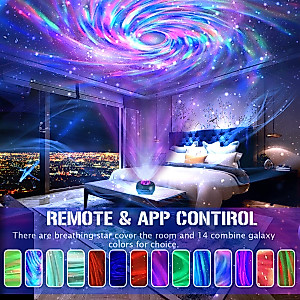 KisMee Galaxy Projector Night Light RGB Dreamy Colors Nebula Rotate Lazer Star Projector Remote Control for Bedroom Deco Birthday Party Christmas Gift… (Black Hole)