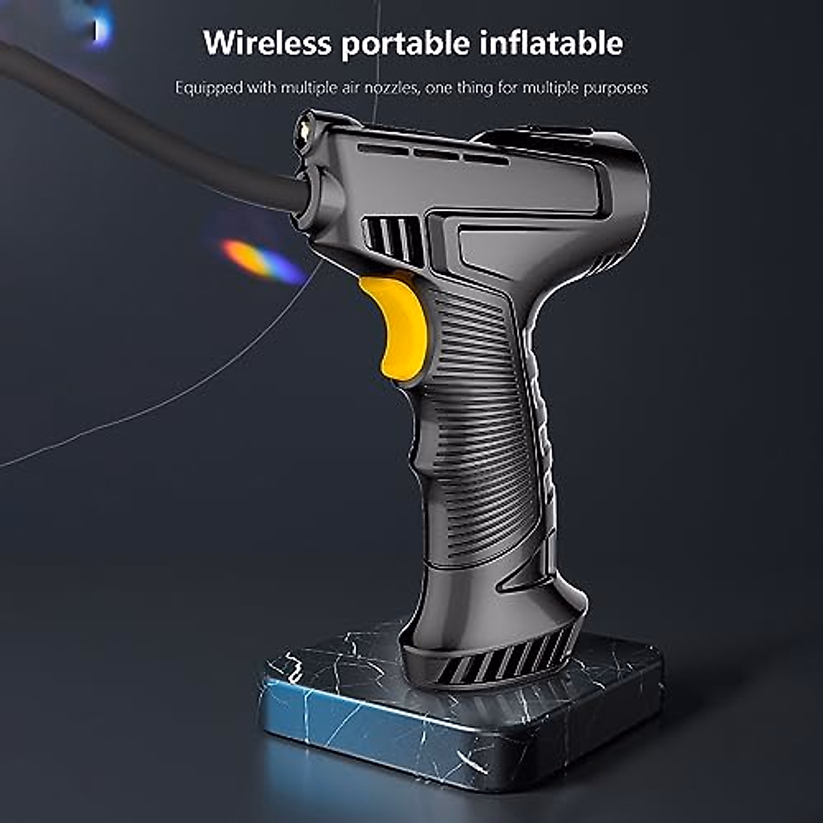 150PSI Tire Inflator with Emergency LED Light - 12V Wired Car Tire Inflator Pump with Pressure Gauge - Car Accessories - Portable Compressor Pump for Cars, Motorcycles, Bicycles, Sports Balls