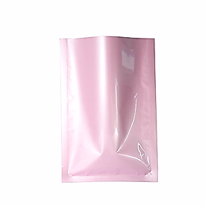 100PCS Glossy Light Pink Metallic Mylar Foil Open Top Sample Bags 5x8cm (1.9x3.1")